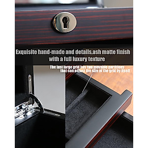 Bonaking Knife Display Case, 22-26 Slot Storage Box, Ebony Veneer, 3-Tier, Lockable, Showcase & Organizer for Pocket Knives, Men Gift, 15.9x7.8x4.5 inches