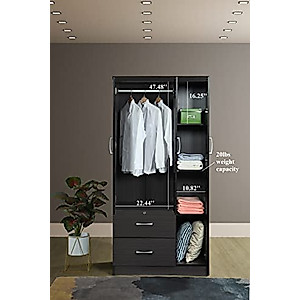 Hodedah 3-Door 2-Drawers, 3-Shelves in Chocolate Bedroom Armoires, 21"D x 36"W x 72"H