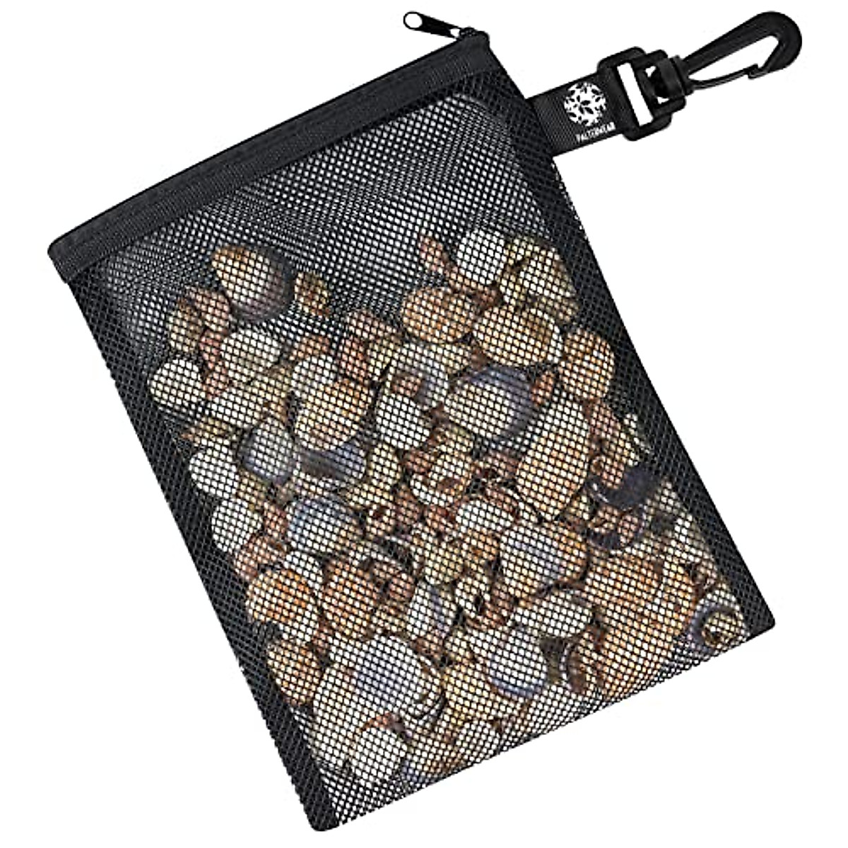 PALTERWEAR Mesh Zipper Bag with Clip - Set of 4 (Black, 6 x 8 inch)