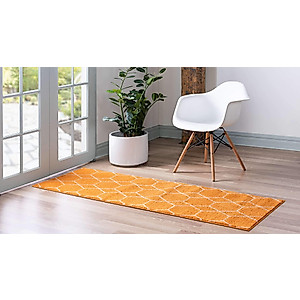 Unique Loom Trellis Frieze Collection Area Rug - Geometric (2' x 6' 1" Runner, Orange/ Ivory)