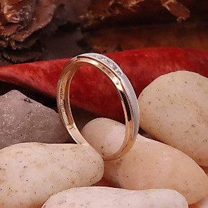 Dazzlingrock Collection 0.02 Carat (ctw) Two-Tone Round White Diamond 5 Stone Wedding Band for Women in 10K White & Yellow Gold, Size 4.5