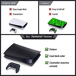 PEYANZ ＰS5 Console Cover, ABS Shell, Replacement Faceplate, Anti-Scratch Dustproof, with Extra 2pcs Free Controller Stickers (Disc Edition, Black)