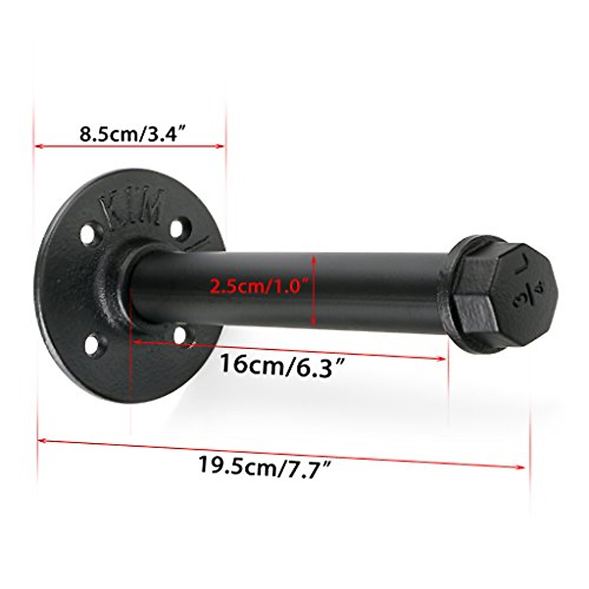 Sumnacon 2 Pcs 7.7 Inch Industrial Pipe Clothes Bar - Heavy Duty Rustic Metal Coat Hanger with Screws, Wall-Mounted Garment Holder Rack for Bedroom/Bathroom/Cabinet/Boutique/Clothing Store, Black