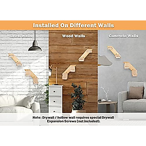 Cat Climbing Stair Shelf Wall Mounted Reversible Left & Right Direction, Cat Stairway Shelf for Climbing with Sisal Rope Ladder Cat Wall Furniture