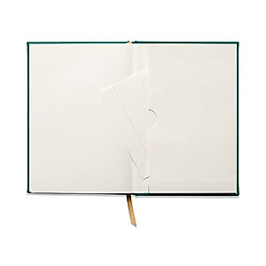 DesignWorks Ink Suede Cloth Hardcover Journal Notebook with 160 Lined Pages, Ribbon Bookmark, and Storage Pocket for Work, Writing, Journaling - Green Journal with Geometric Linear Box Design (JB58-1011)