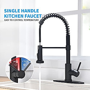 Black Kitchen Faucet Kitchen Sink Faucet with Sprayer - Kitchen Faucet with Pull Down Sprayer