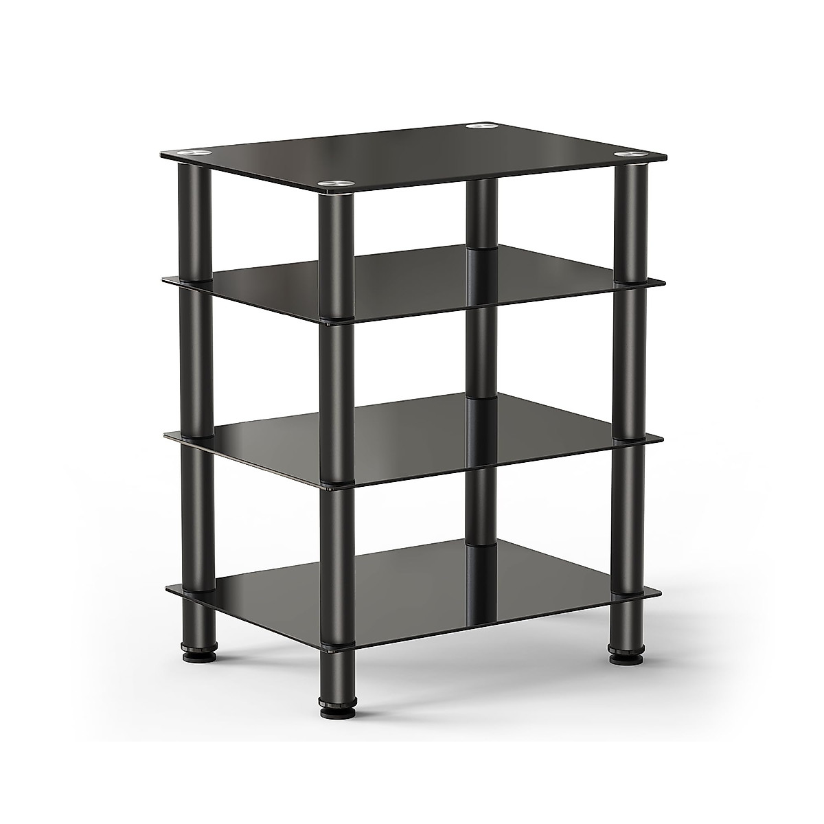 Fitueyes 4-Tier Media Stand Audio/Video Component Cabinet with Glass Shelf for/Apple Tv/Xbox One/ps4 AS406001GB