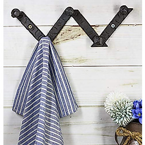 Ebros Cast Iron Vintage Rustic Industrial Farmhouse Railroad Nail Spikes 5 Peg Wall Hooks Western Vintage Multi-Purpose Hanger Plaque for Coats Hats Keys Clothing Towel Pet Leash