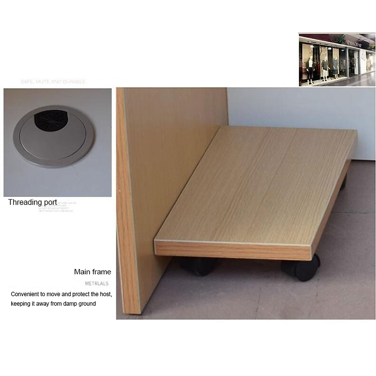AZBROW Reception Desk Front Desk with Computer Tower Stand, Reception Counter with Display Shelf & Lockable Drawers, for Salon Reception Room Checkout Office (Size : 100cm)