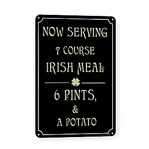 7 Course Irish Meal 12" x 8" Funny Tin Metal Sign Pub Bar Man Cave Decor Tavern Brew Pub Plaque