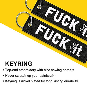 MELIFE Flag Keychain Tag with Key Ring, 3 Pack Keychain for Motorcycles, Scooters, Cars, and Gifts (Fuck it)
