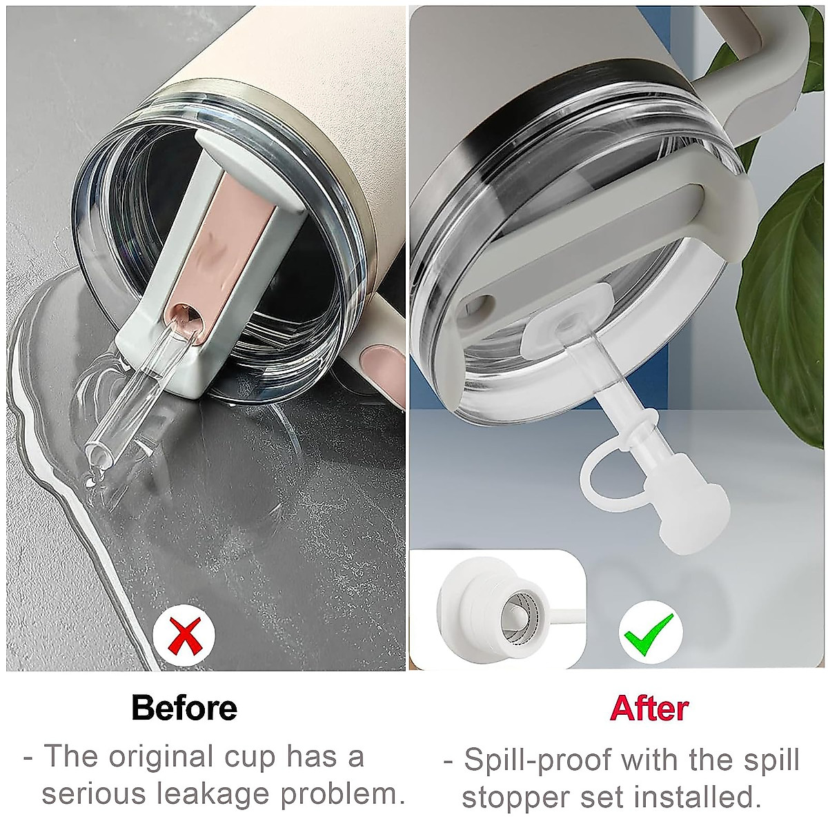 6 Pack Silicone Straw Cover Compatible with Stanley H2.0/1.0 Tumbler Cups All OZ, Reusable Drinking Straw Topper, Dust-Proof Straw Covers Cap for 6-10m/0.23-0.4inch Straws (2 Clear+2 white +2 pink)