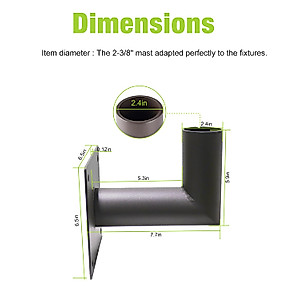 YXL 90 Degree Wall Mount Bracket with 2-3/8in OD Tenon, Wall Mount L Shape Bracket for LED Street Lights Parking Lot Lights Street Lights Shoebox Area Lights, Heavy Duty Steel, Dark Bronze, 2 Pack