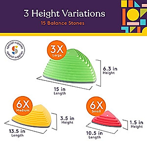 Special Supplies 15 Stepping Stones for Kids Indoor and Outdoor Balance Blocks Promote Coordination, Balance, Strength Child Safe Rubber, Non-Slip Edging