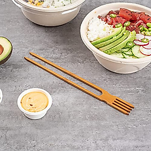 Restaurantware 10 Inch All-In-One Chopsticks With Fork 100 Multi-Functional Chopstick Utensil Combo - Durable Sustainable Bamboo Fork Chopsticks For Home Travel Or Take Out