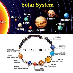Solar System Bracelet the Eight Planets Guardian Star Earth Space Universe Galaxy Gemstone Beads Bracelet