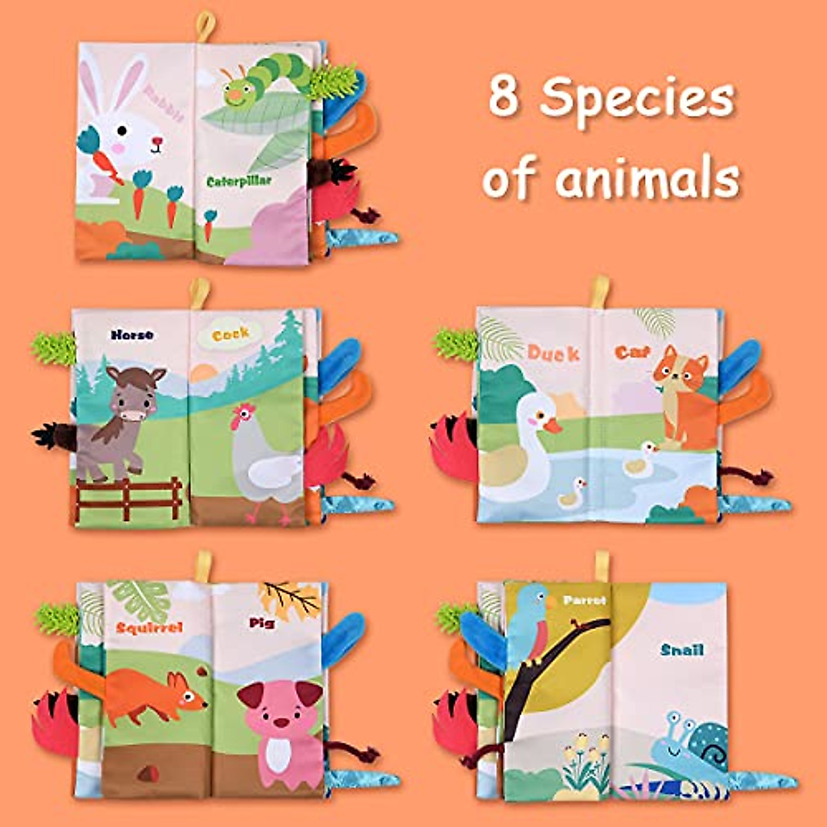 Vicloon Baby Books 0-6 Months, Soft Cloth Books Baby Books Bath Books, Infant Tummy Time Toys High Contrast Sensory Baby Toys Crinkle Squeaky Washable Chewable Non-Toxic Early Educational Book