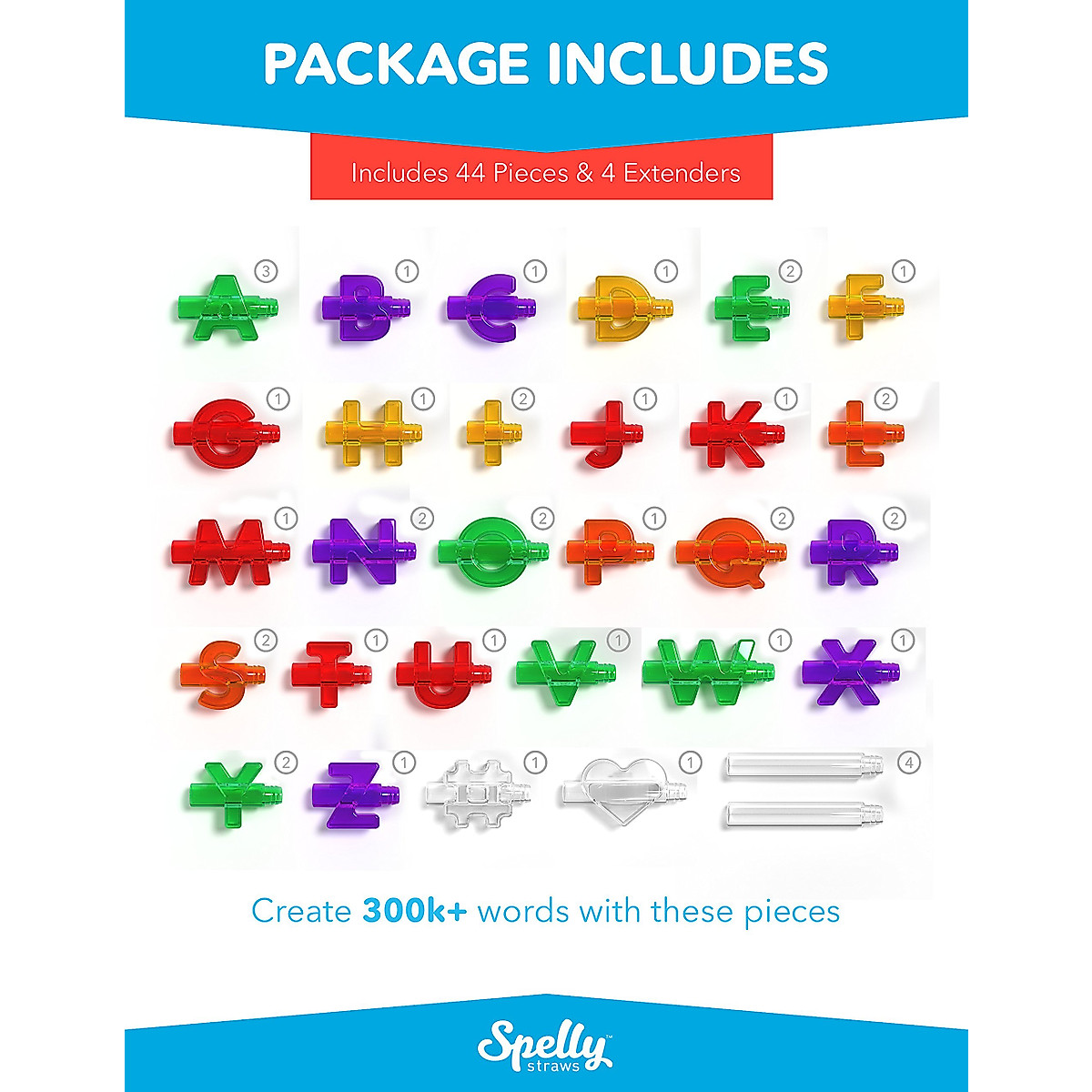 Spelly Straws Interactive Straw, 12.5 x 2.7 x 18.5 cm, Multi-Colour