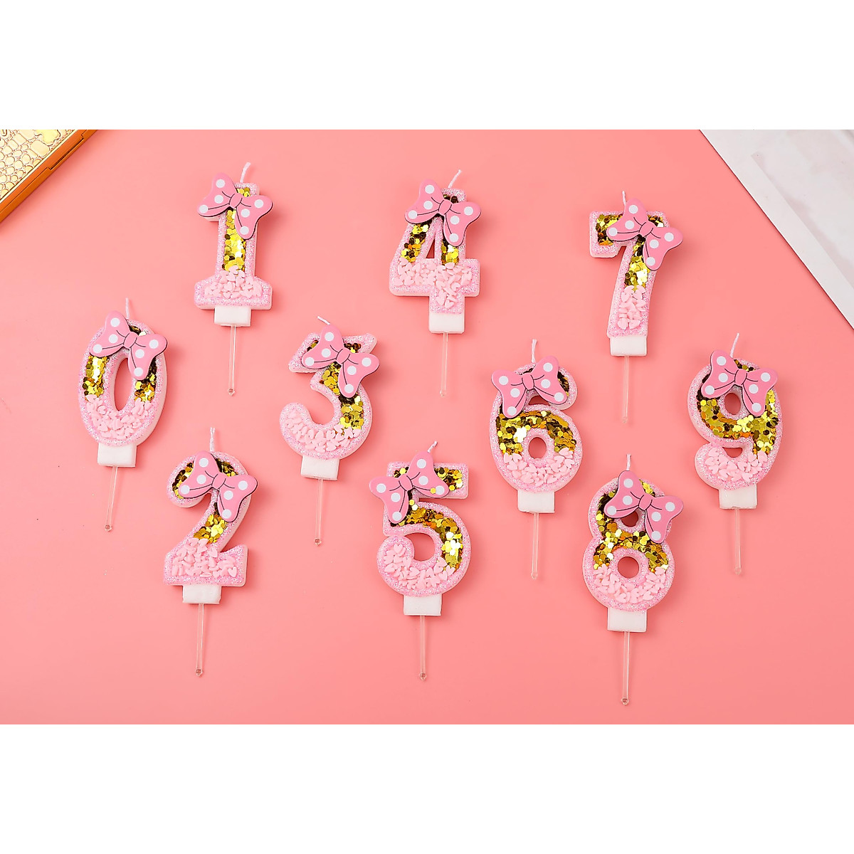 Kinsynko 3 Candle Birthday Girl Cute Number 3 Candle for Birthday Cakes, 3D Pink Bow 3 Birthday Candle for Princess Women Sweet Theme 3rd Birthday Anniversary Party Cake Decoration