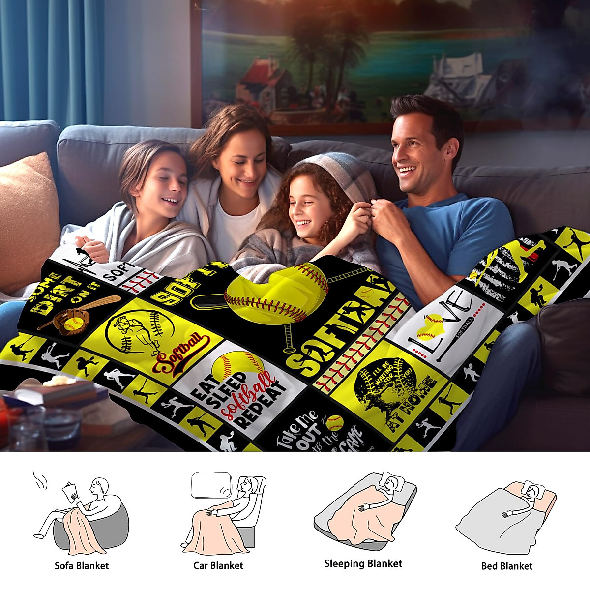 Softball Blanket Soft Flannel Blankets and Throws Outdoor Ball for Bedding Boys Girls Adults Gifts 50"X40"