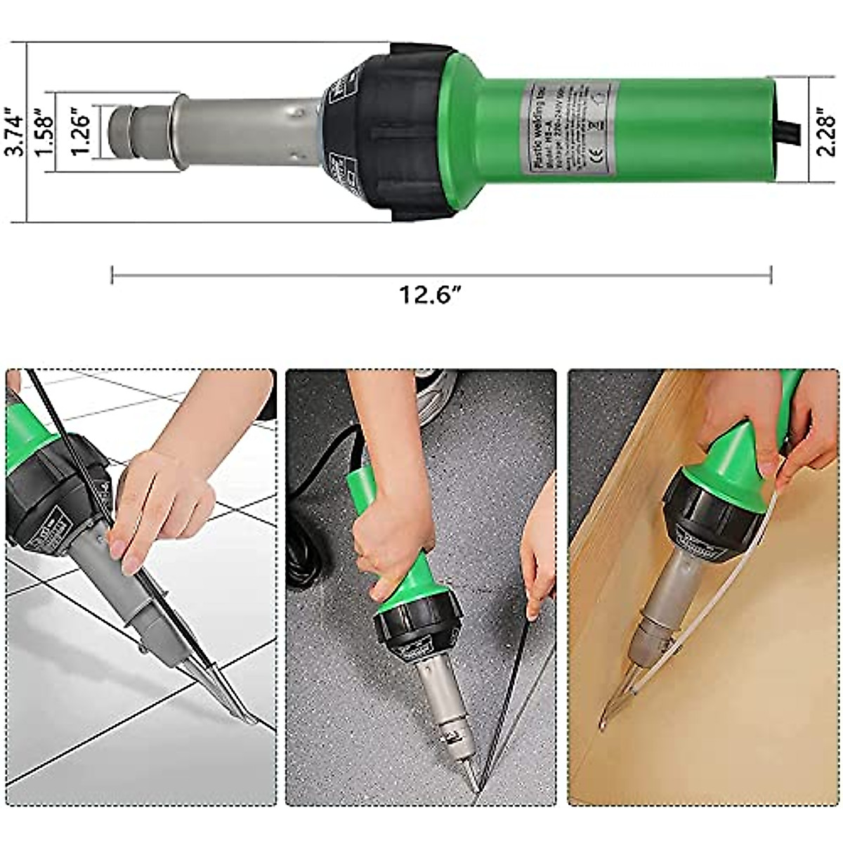 SKYTOU 1600W Heat Gun Hot Air Torch Plastic Welder Welding Hot Air Gun Kit with Speed Nozzles, Roller and PVC Plastic Rods