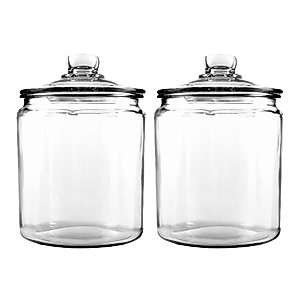 Anchor Hocking Heritage Hill 1/2 Gallon Glass Jar with Lid, Set of 2