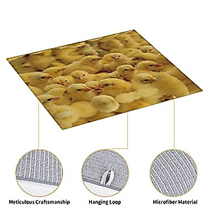 little Chickens Printed Drying Mat For Kitchen Ultra Absorbent Microfiber Dishes Drainer Mats Non-Slip Silicone Quick Dry Pad - 18 X 16inch