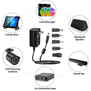 Gonine 12V 3A Power Supply Cord UL Certificate, 100V - 240V AC to DC 12 Volts 3A 2A Power Adapter for 12Vdc Wireless Router, Neck Shoulder Massager, LED Strip Lights, CCTV Cameras, Hard Drivers.