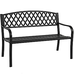 Best Choice Products 50" Patio Garden Bench Park Yard Outdoor Furniture Steel Frame Porch Chair Seat