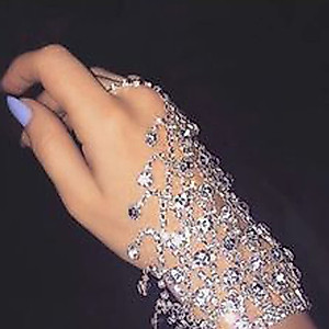 EARENT Rhinestone Bracelet Ring Silver Hand Chain Crystal Bangle Finger Ring Bracelets Wedding Hand Harness Hand Accessories for Women