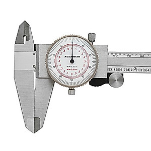 Accusize Industrial Tools 8''/200 mm by 0.001''/0.02 mm Dual Needle Precision Dial Caliper Stainless Steel in Fitted Case, Imperial/Metric, P920-S238
