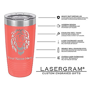 LaserGram 20oz Vacuum Insulated Tumbler Mug, Karate Woman, Personalized Engraving Included (Coral)