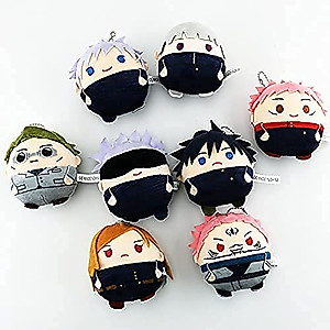AMNPOLEN Anime Plush Doll Figures Gojo Satoru/Yuji Itadori Plushie Stuffed Toys Keychain Cosplay Props Gift for Fans (Gojo Satoru (A), 10cm/3.94inch)