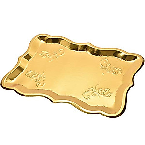 10 Gold Rectangle Trays for Dessert Table Serving Parties 9" x 13" Heavy Duty Disposable Paper Cardboard in Elegant Shape for Platters, Cupcake, Birthday Parties, Dessert, Weddings and More Food Safe