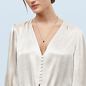 Finecraft Round-Cut Garnet Birthstone Pendant Necklace in 10K Yellow Gold, 18"