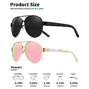 AWGSEE Aviator Sunglasses for Women Polarized UV Protection Sun glasses Mirrored Lens