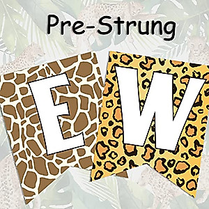Let's Get Wild Banner Cheetah Print Banner Leopard Hang Garland for Jungle Safari Animal Birthday Bachelorette Party Decorations
