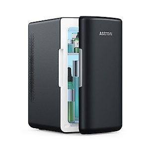AstroAI Mini Fridge 2.0 Gen, 6 Liter/8 Cans Makeup Skincare Fridge 110V AC/ 12V DC Portable Thermoelectric Cooler and Warmer Little Tiny Fridge for Bedroom, Cosmetics, Christmas (Dark Grey)