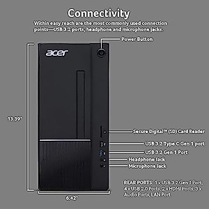 acer Aspire TC-1770 Tower Desktop, 13th Gen Intel Core i5-13400(Beat Intel i7-1255U), 12GB RAM, 512GB SSD, Wi-Fi 6, HDMI, Wired Keyboard and Mouse, Windows 11 Home, Black