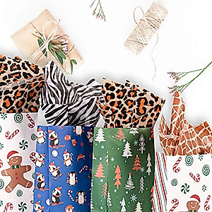 Whaline Animal Skin Print Tissue Paper 90 Sheet Leopard Zebra Giraffe Print Tissue Paper 3 Styles Patterned Wrapping Paper Gift Tissue Paper Assortment for Birthday Holiday Bags, 14 x 20"