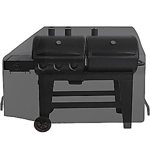 iCOVER 65 Inch 600D Heavy-Duty Water Proof Black Canvas BBQ Barbecue Grill Cover for Gas and Charcoal Combination Style Grill for Brinkmann Char-Broil Nexgrill Char-Griller