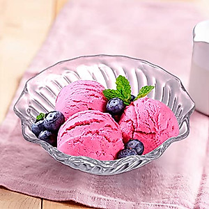 Elsjoy Set of 12 Plastic Dessert Bowls, 7 Oz Clear Small Plastic Bowls Mini Snack Bowl, 4.7 Inch Stackable Serving Bowls for Ice Cream, Candy, Nut, Fruits, Flower Shape