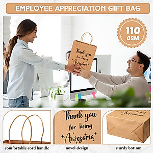 Ctosree 20 Pcs Gift Paper Bags for Employee Coworker Colleague Thank You for Being Awesome Bags with Handles Thank You Gift Bags for Colleague Employee (8.3 x 4.3 x 10.6 Inch, Kraft Paper)