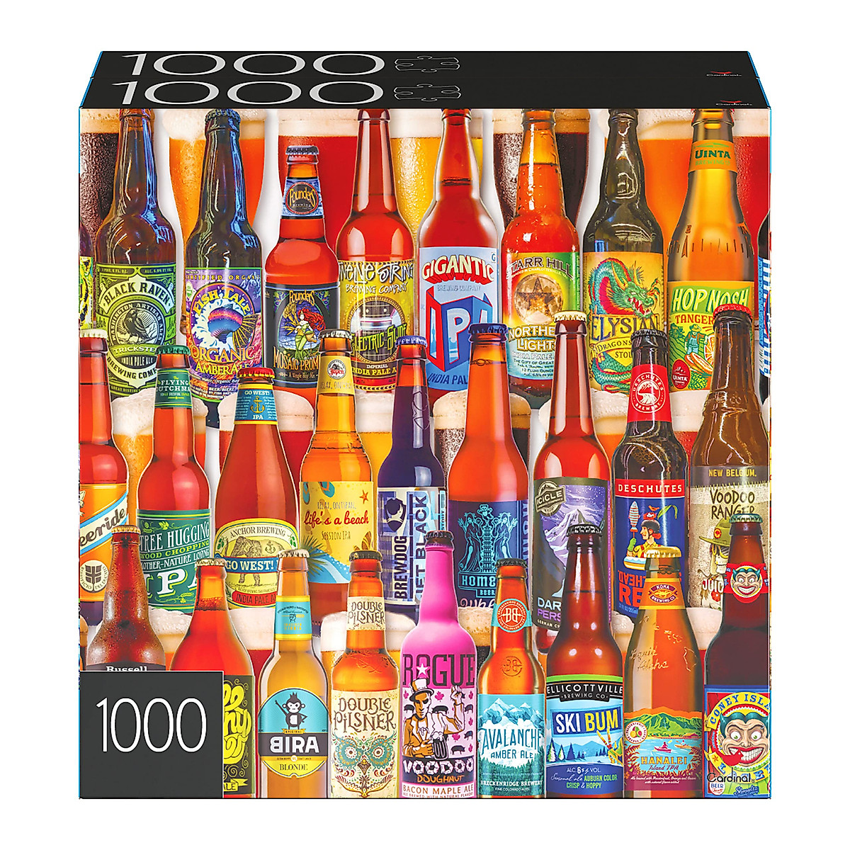 2-Pack of 1000-Piece Jigsaw Puzzles, for Adults, Families, and Kids Ages 8 and Up, Perfume Bottles and Craft Beer Bottles