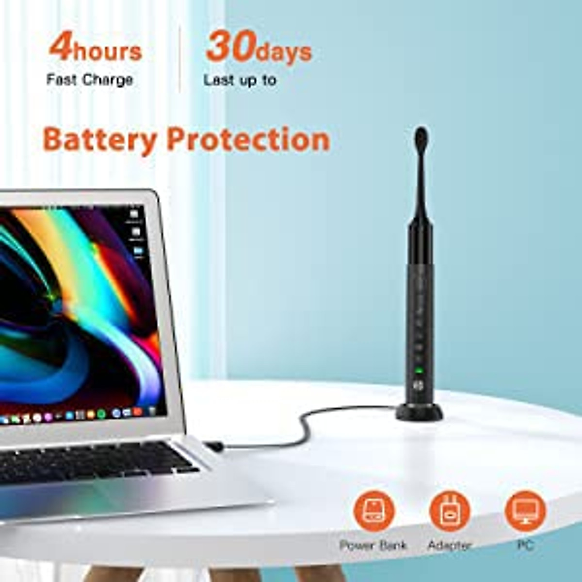 KHS Sonic Electric Toothbrush for Adults, Sonic Toothbrush with 5 Modes Tooth Brush Electric Set with 4 Brush Heads, Rechargeable Electric Toothbrush with 2 Min Smart Timer