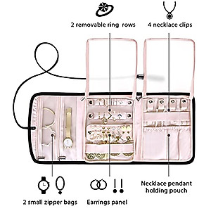 BAGSMART Jewelry Organizer Roll Travel Jewelry Storage Bag for Necklace, Earrings, Rings, Bracelet