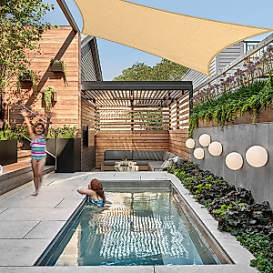 6' x 8' Sun Shade Sail Canopy Awning Permeable Fabric Pergola Cover, for Outdoor Patio Lawn Garden Backyard Carport, Beige