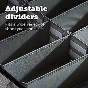 StorageLAB Under Bed Storage Containers, 1-Pack Underbed Shoe Organizer with Adjustable Dividers, Clear Windows, and Sturdy Handles, Use as Clothes Organizer, Blanket Organizer, Toy Storage (Set of 1)
