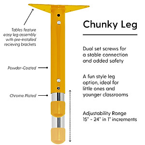 Factory Direct Partners 10087-GYYE Kidney Activity School and Classroom Kids Table (48" x 72"), Toddler Legs, Adjustable Height 15-24" - Gray Top and Yellow Edge
