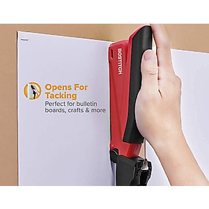 Bostitch Stapler with Staples - InPower Red Stapler - Spring Powered Stapler with 1260 Staples - Built-in Staple Remover - Staple Storage Compartment - One Touch Heavy Duty Staplers for Desk